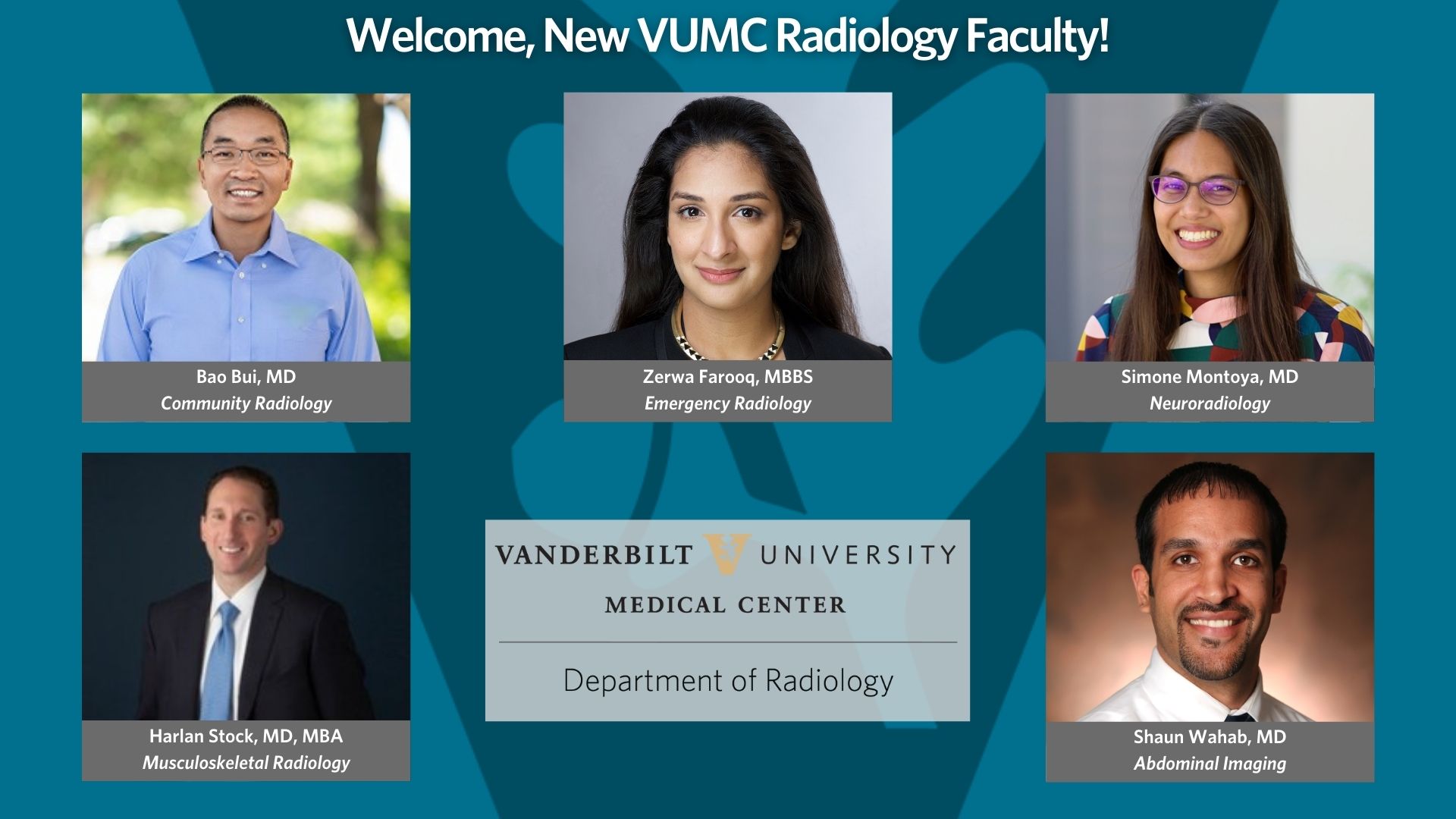 VUMC Radiology Welcomes Five New Faculty Members | Department of Radiology